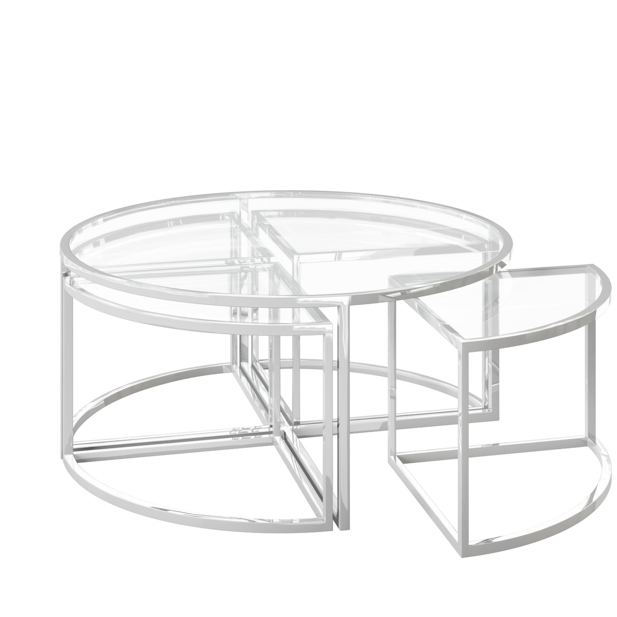 Omari Clear Glass Grande Coffee Table Set – Torelli Furniture