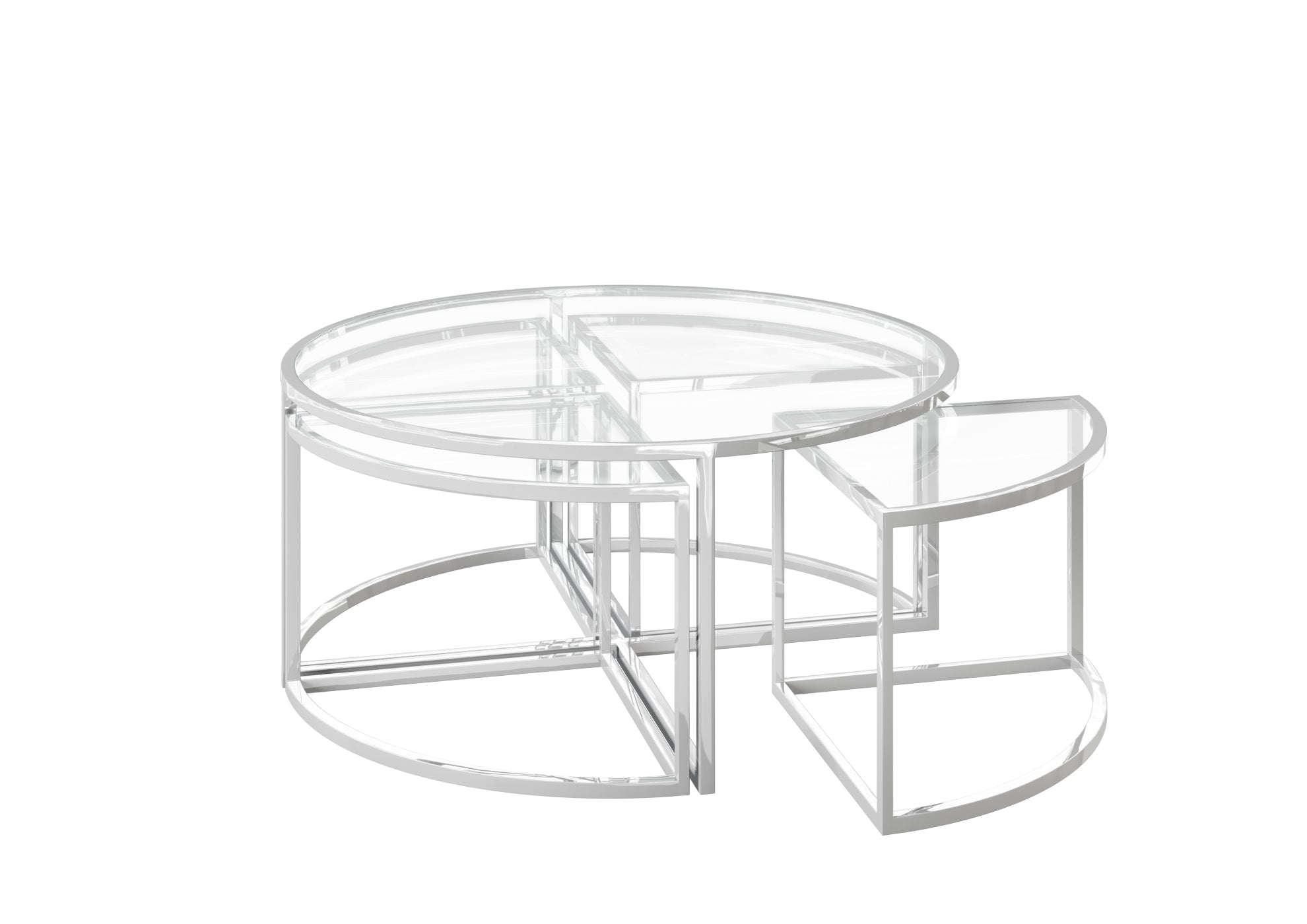 Omari Clear Glass Grande Coffee Table Set – Torelli Furniture